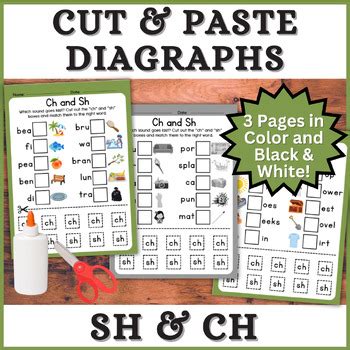 Sh And Ch Diagraph Cut And Paste Worksheets Phonics Blends Kindergarten