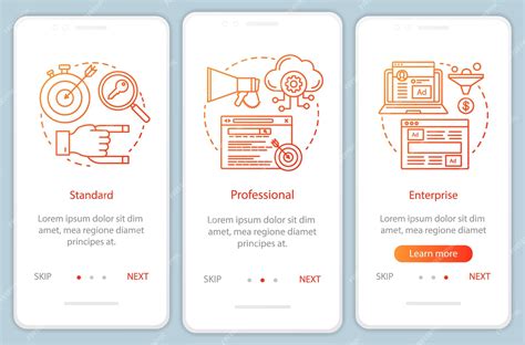 Premium Vector Crm Subscription Onboarding Mobile App Page Screen With Linear Concepts