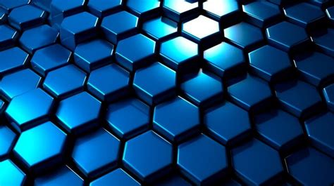 Premium Photo Blue Hexagon Technology Abstract Background Generative Ai