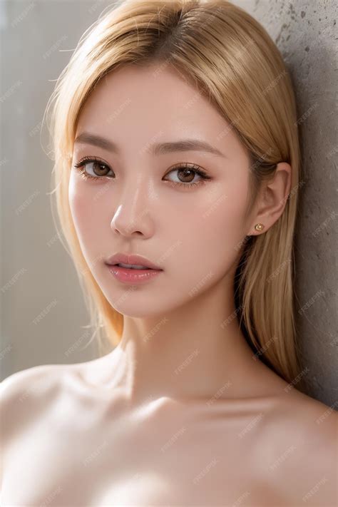 Portrait Of A Beautiful Nude Japanese Woman With Straight Dark