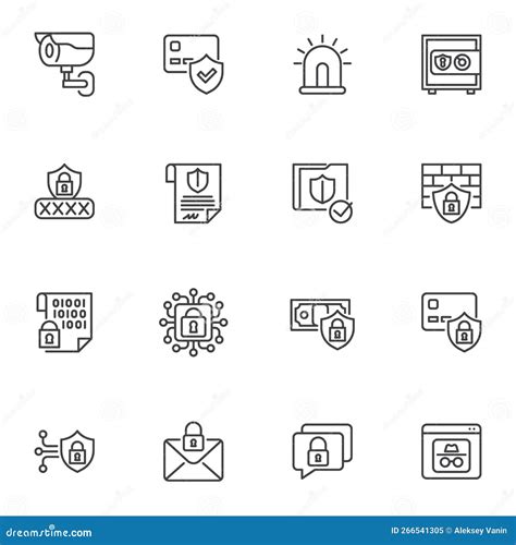 Cybersecurity Line Icons Set Stock Vector Illustration Of Symbol Firewall 266541305