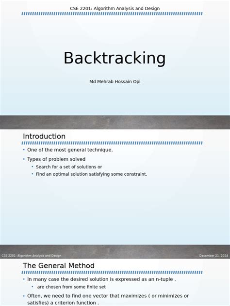 Lecture 3 Backtracking Pdf Mathematical Analysis Algorithms