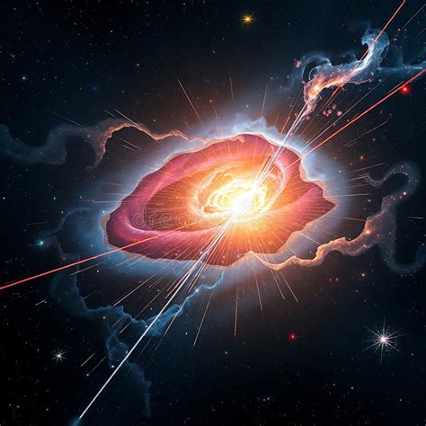 A View Of Colliding Galaxies With Bright Streaks Of Light And Energy