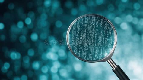 Close Up Magnifying Glass Focuses On Binary Code Advanced Tech Analysis With Magnified View