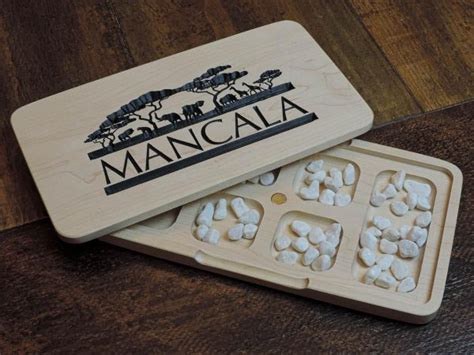 Mancala Board Game Expertly Crafted Canadian Maple And Stone Pieces Bergeron Woodgrains