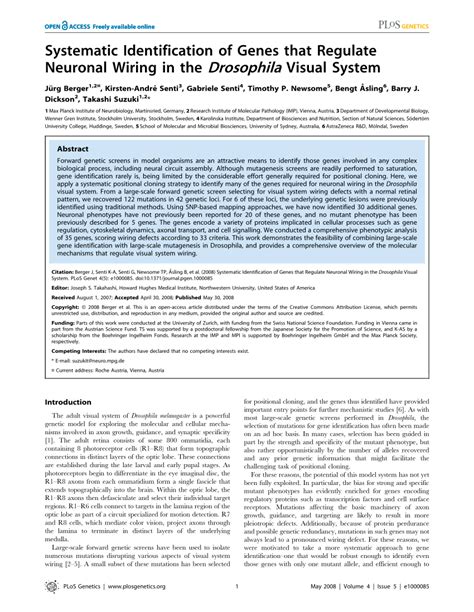 Pdf Systematic Identification Of Genes That Regulate Neuronal Wiring In The Drosophila Visual
