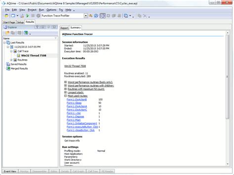 Function Trace Profiler Tutorial 2 Analyzing Profiling Results Aqtime Documentation