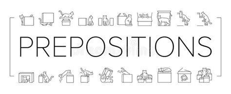Preposition English Language Icons Set Vector Stock Illustration Illustration Of Item Grammar