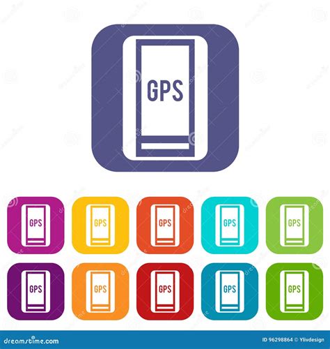 Global Positioning System Icons Set Stock Vector Illustration Of Distance Flat 96298864