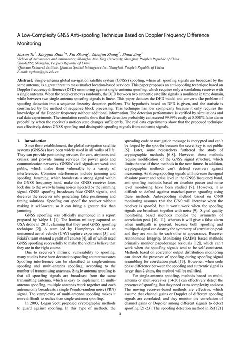 Pdf A Low Complexity Gnss Anti Spoofing Technique Based On Doppler