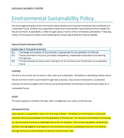 Sustainability Policy Template