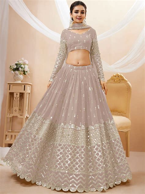 Buy Fabpixel Embroidered Mirror Work Semi Stitched Lehenga Choli With Dupatta Lehenga Choli