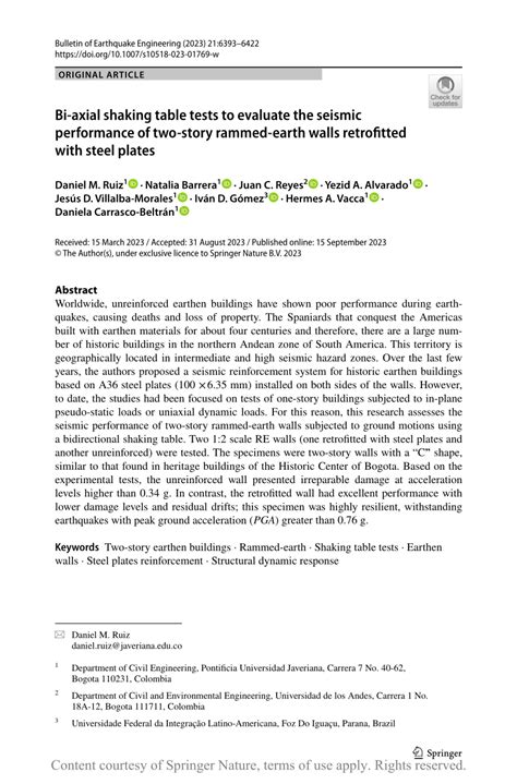 Bi Axial Shaking Table Tests To Evaluate The Seismic Performance Of Two Story Rammed Earth Walls