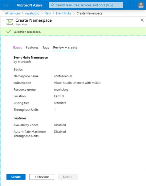Azure クイック スタート Azure Portal を使用したイベント ハブの作成 Azure Event Hubs Microsoft Learn