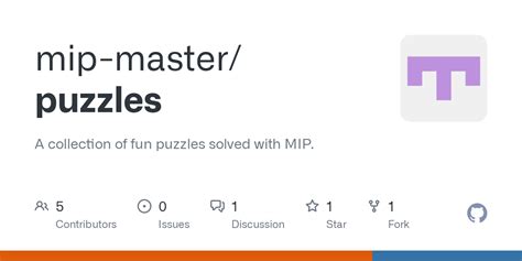 Github Mip Master Puzzles A Collection Of Fun Puzzles Solved With Mip