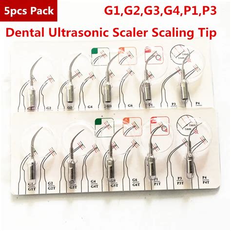 5pcs G1 G2 G3 G4 P1 P3 Dental Scaler Tips Fit Ems Woodpecker Ultrasonic Scaler Handpiece Dental