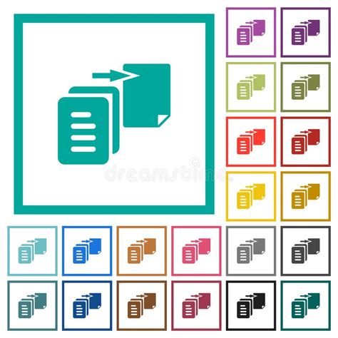 Move File Solid Flat Color Icons With Quadrant Frames Stock Vector