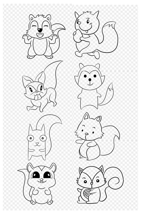 卡通漫画简笔画松鼠儿童画免扣元素