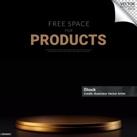 전시용 3d 무대 검은색 배경에 원통형 금색 연단 벡터 일러스트 레이 션 강단에 대한 스톡 벡터 아트 및 기타 이미지 강단 원형 0명 Istock