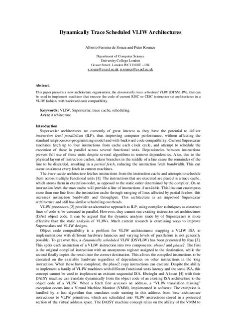 Pdf Dynamically Trace Scheduled Vliw Architectures