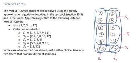 Solved 9 Exercise 4 2 Pts The MIN SET COVER Problem Can Chegg Com
