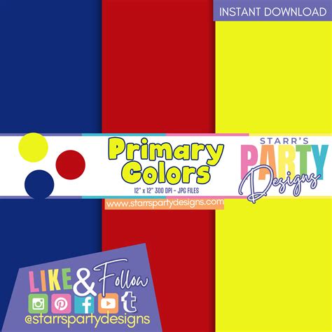 Primary Colors Solids Paper Pack Starrs Party Designs