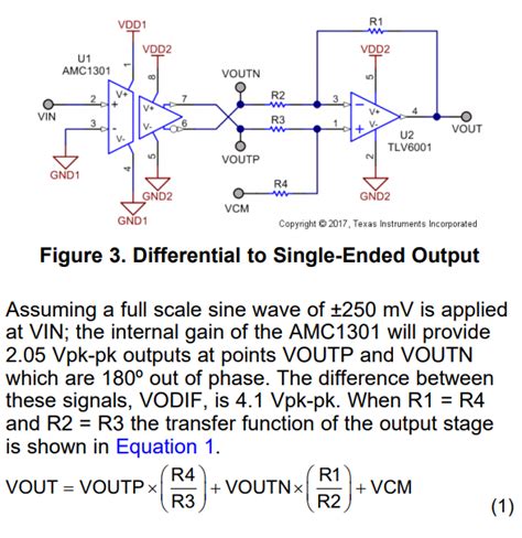 AMC1301 Equation For Single Ended Output Amplifiers Forum Amplifiers TI E2E Support Forums