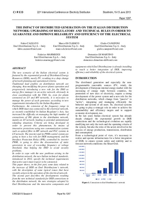Pdf The Impact Of Distributed Generation On The Italian Distribution