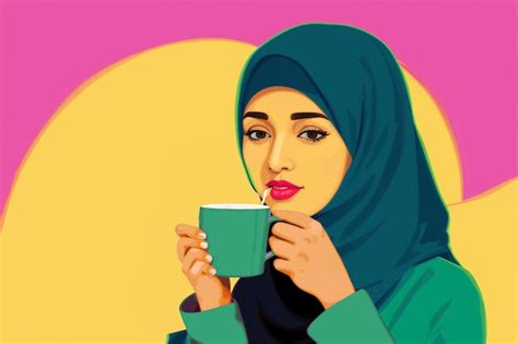 Premium Photo A Muslim Woman Drink Coffee Aromatic Bliss An Arab Premium Photo A Muslim Woman Drink Coffee Aromatic Bliss An Arab