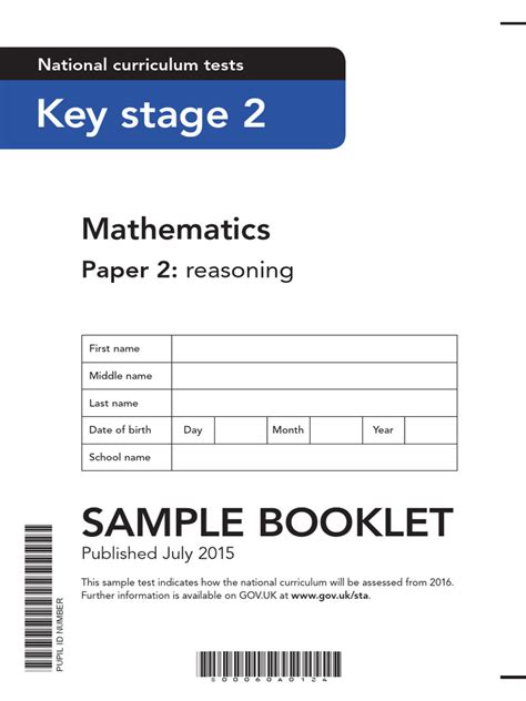 Sample Ks2 Mathematics Paper2 Reasoning Pdf Copyright