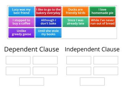 Independent Clause Dependent Clause Teaching Resources