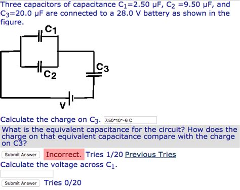 Solved Three Capacitors Of Capacitance C1 2 50 F C2 9 5
