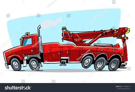 Vektor Stok Big Tow Truck Cartoon Illustration Tanpa Royalti