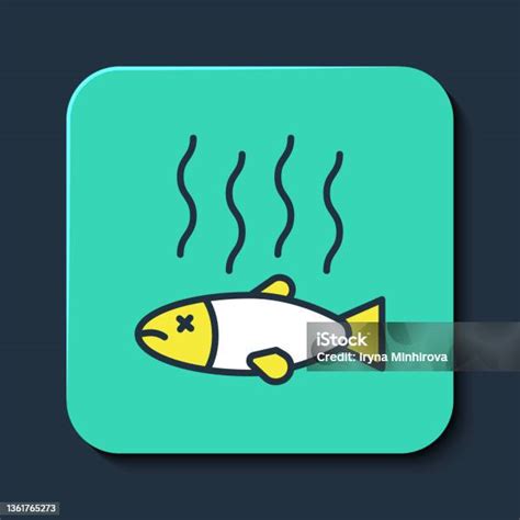 파란색 배경에 격리 된 윤곽 선명 한 죽은 물고기 아이콘 썩은 물고기 청록색 스퀘어 버튼 벡터 가득 찬에 대한 스톡 벡터 아트 및 기타 이미지 Istock