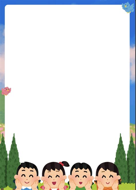 เทมเพลตเอกสารa4 ขอบกระดาษ สีขาว สีฟ้า น่ารัก เรียบง่าย การ์ตูน ในปี 2025 น่ารัก การ์ตูน วอ