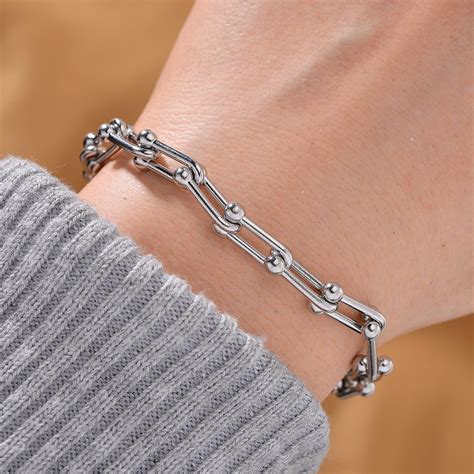 Designer Inspired Hardware Bracelet Size 75 In Stainless Steel