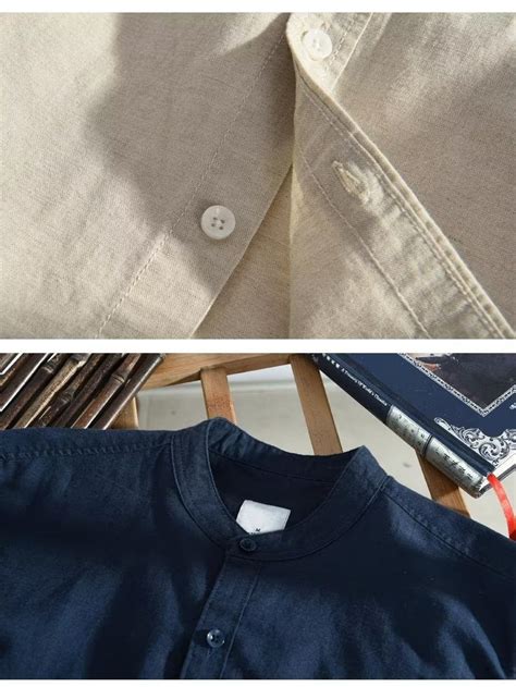 S 5xl 男士襯衫亞麻立領寬鬆簡約休閒素色長袖襯衫加大碼男裝襯衫加肥加大上衣 蝦皮購物