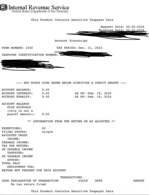 Account Transcript R IRS