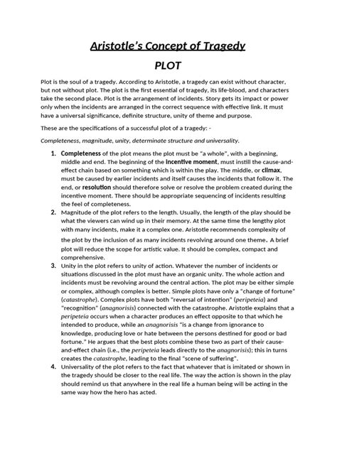 Plot Aristotle Pdf Plot Narrative Tragedy