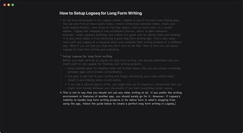 how to setup logseq for long form writing appsntips