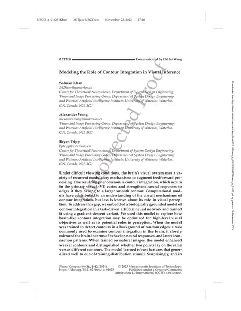 Pdf Modeling The Role Of Contour Integration In Visual Inference