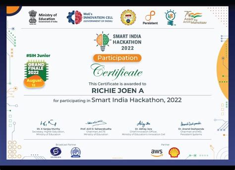 Richie Joen A On Linkedin Participantsemi Finalist Smart India