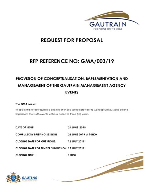 Fillable Online Gma Gautrain Co Pdf Request For Proposal Rfp Reference No Fax Email Print