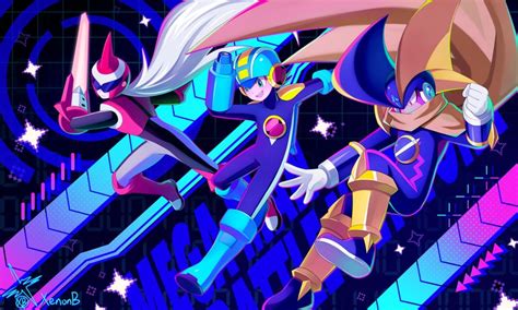 Megamanexe Protomanexe And Bassexe Mega Man And 1 More Drawn By