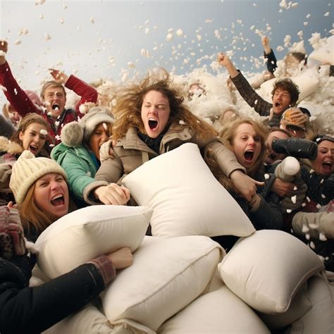 Premium Ai Image International Pillow Fight Day