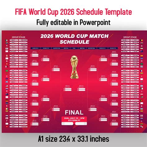 World Cup 2026 Schedule Wall Chart Printable And Fully Editable