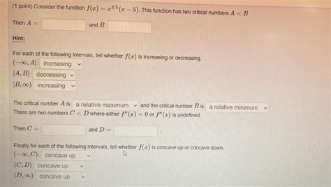 solved 1 point consider the function f x x2 5 x−5 this