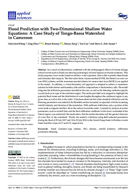 Pdf Flood Prediction With Two Dimensional Shallow Water Equations A