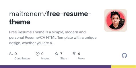 Github Maitrenemfree Resume Theme Free Resume Theme Is A Simple