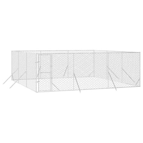 Padoc De Exterior Pentru Caini Argintiu 6x6x2 M Otel Galvanizat
